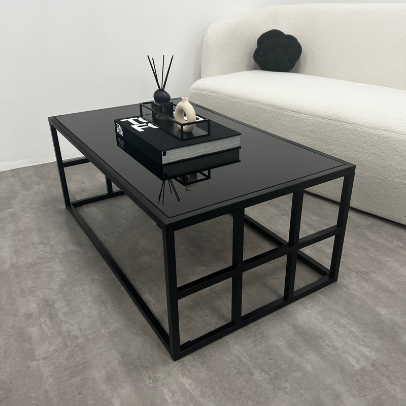 Black Modern Large Rectangle Tinted Mirrored Coffee Table - Brooklyn