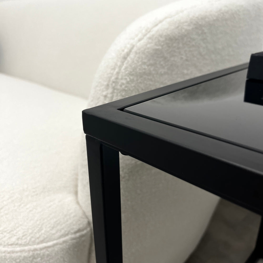 Black Modern Rectangle Tinted Mirrored Side Table - Brooklyn