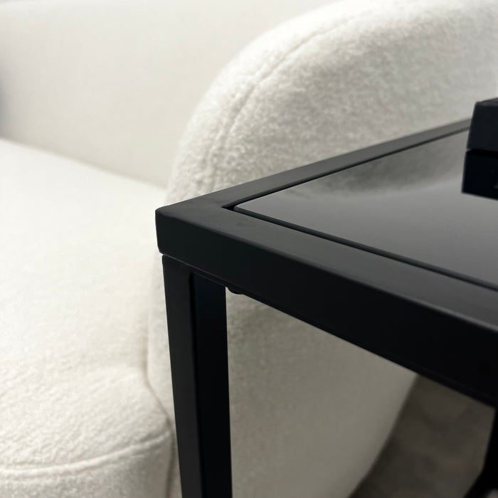 Black Modern Rectangle Tinted Mirrored Side Table - Brooklyn