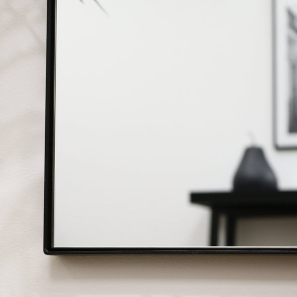 Full Length Black Rectangular Large Metal Mirror 179cm x 80cm - Theo