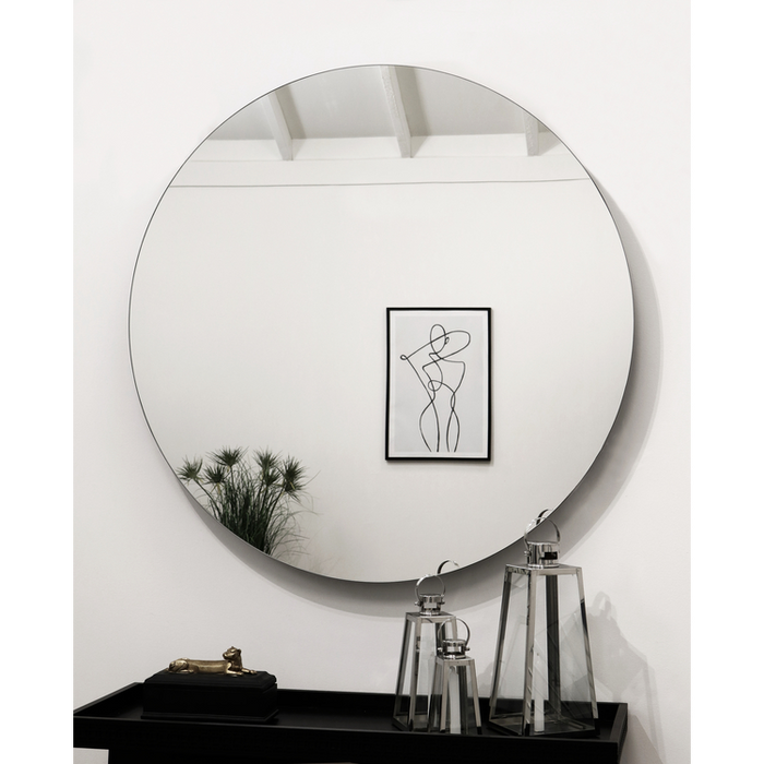 Frameless Contemporary Round Wall Mirror 80cm x 80cm - Edge