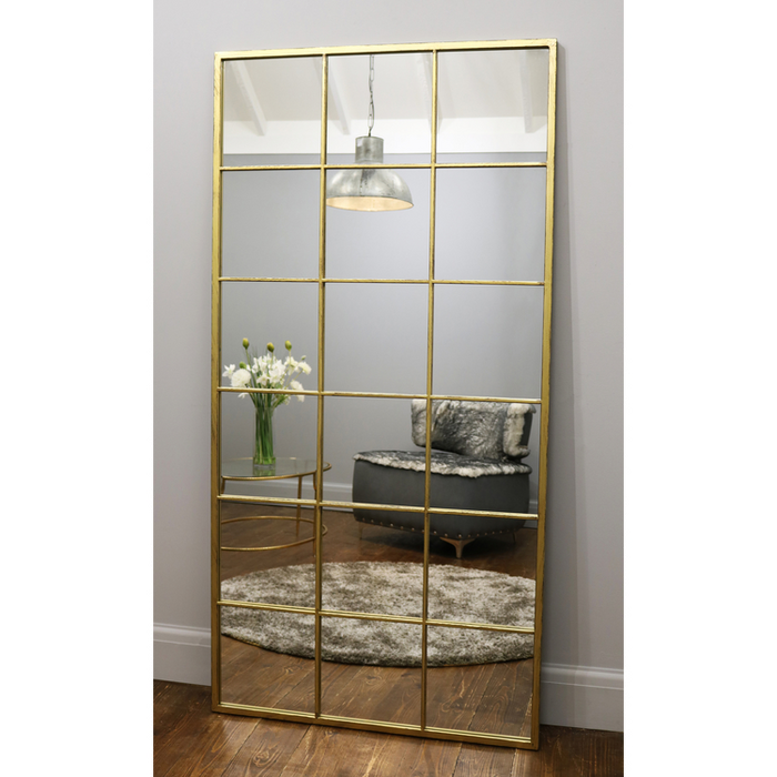 Full Length Large Gold Metal Window Mirror 180cm x 90cm - Brooklyn