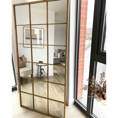 Full Length Large Gold Metal Window Mirror 180cm x 90cm - Brooklyn