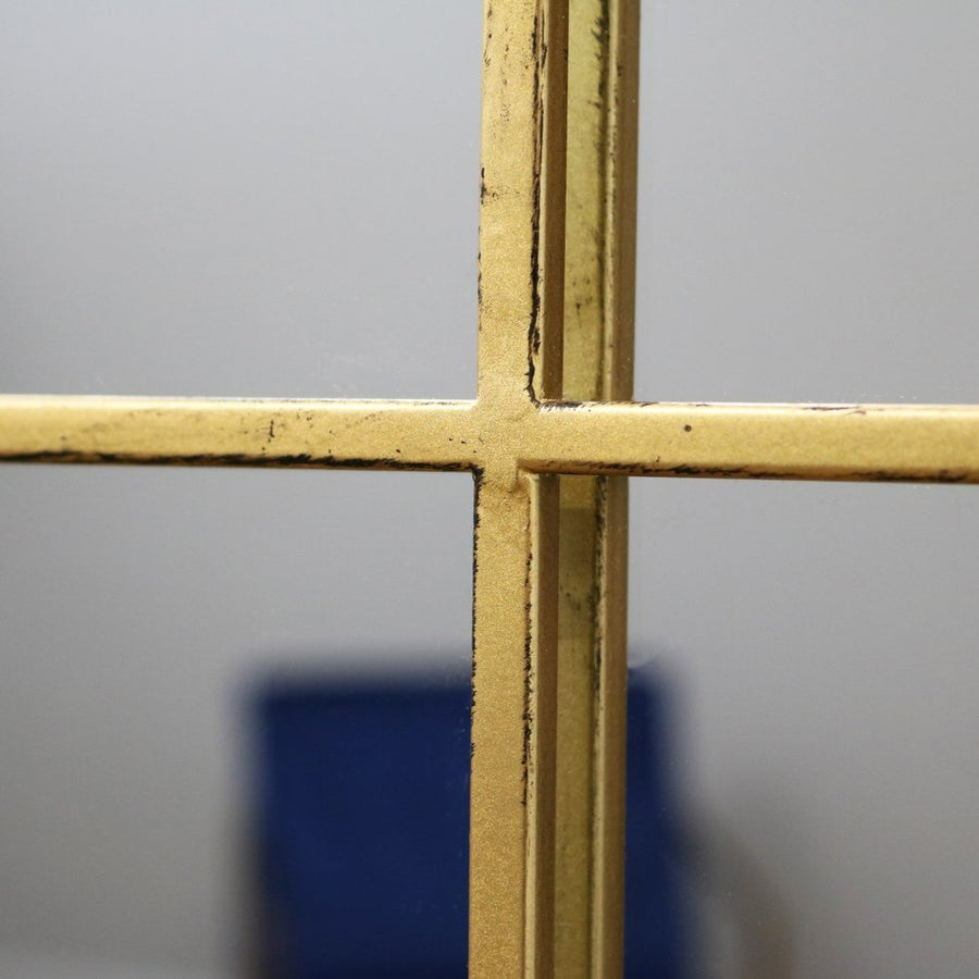 Large Gold Industrial Metal Window Mirror 140cm x 70cm - Brooklyn